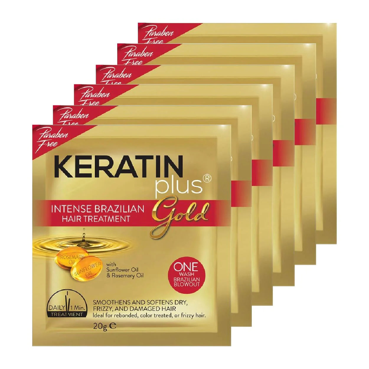 Keratin Plus Intense Brazilian Hair Treatment Gold 6 Sachet x 20g